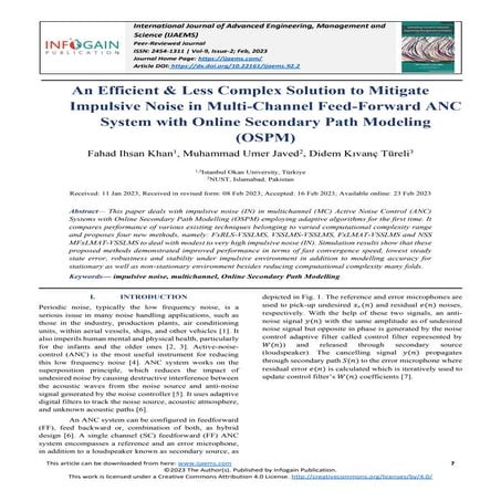 An Efficient & Less Complex Solution to Mitigate Impulsive Noise in Multi-Channel Feed-Forward ...
