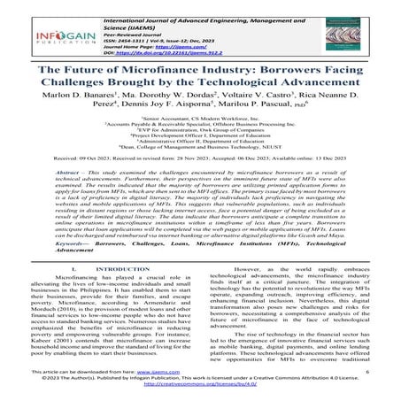 The Future of Microfinance Industry: Borrowers Facing Challenges ...