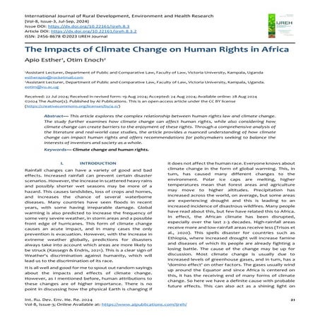The Impacts of Climate Change on Human Rights in Africa | PDF