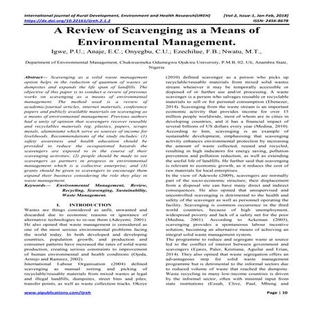 2 ijreh jan-2018-1-a review of scavenging as | PDF | Environmental ...