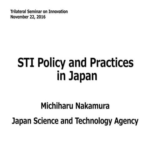 STI Policy and Practices in Japan_Dr. Michiharu Nakamura | PDF