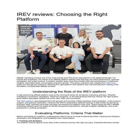 IREV Affiliate Marketing Software: iGaming Market Playbook | DOCX
