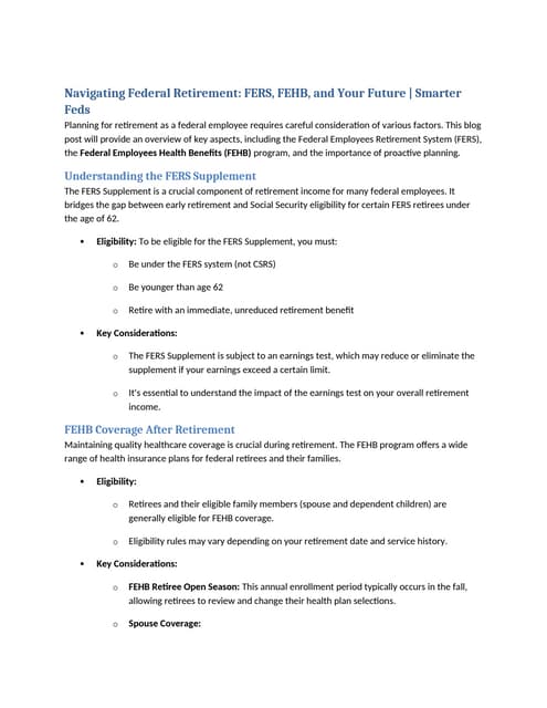 Understanding the FERS Annuity Supplement | Smarter Feds | DOCX