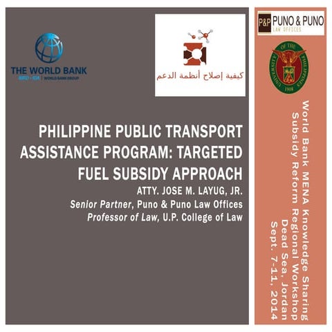 Philippine Public Transport Assistance Program: Targeted Fuel Subsidy Approach (EN) | PPT