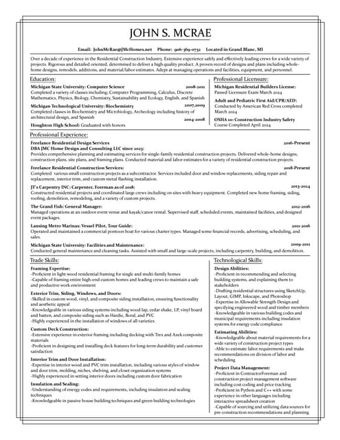 John Thompson Resume 2016 | DOCX | Home Improvement | Home & Garden