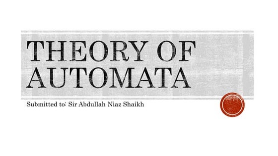 Introduction TO Finite Automata | PPT