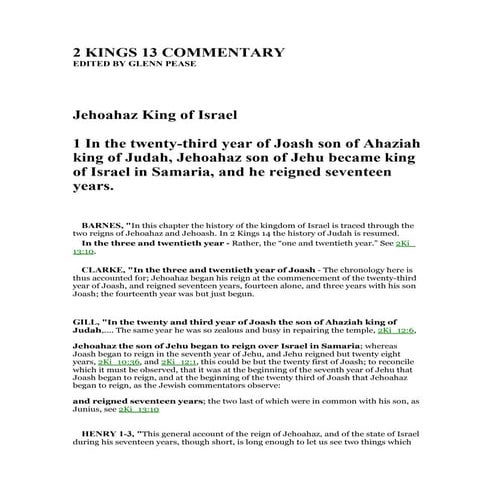 2 kings 13 commentary | PDF