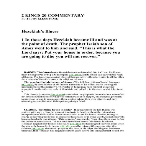 2 kings 20 commentary | PDF
