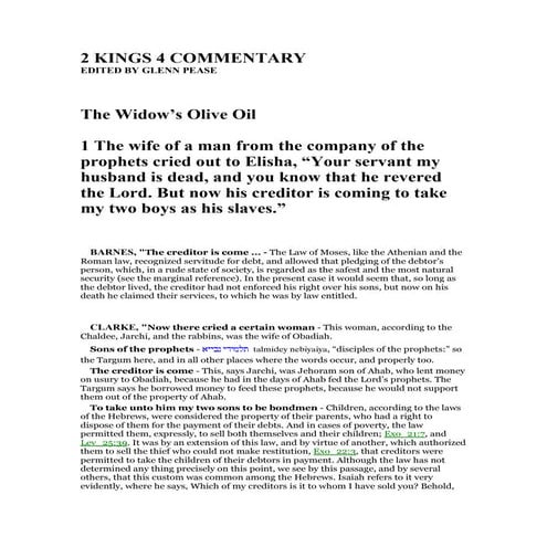 2 kings 4 commentary | PDF