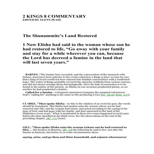 2 kings 8 commentary | PDF