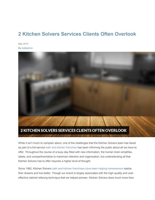 Kitchen Solvers presentations