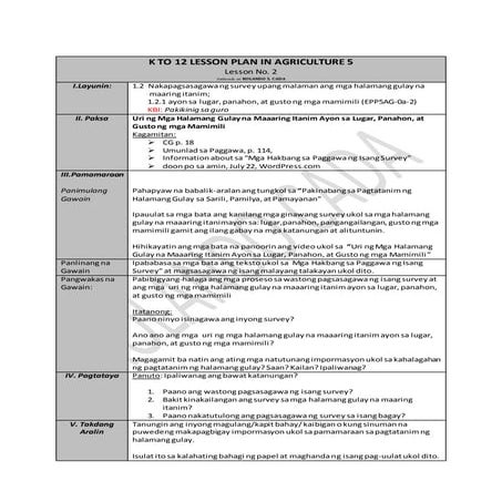 2 k to 12 lesson plan in agriculture 5 | DOCX