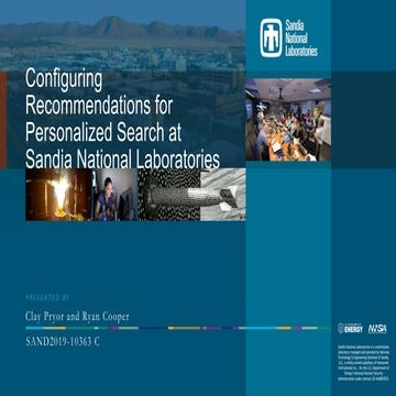 Personalized Search at Sandia National Labs | PPT
