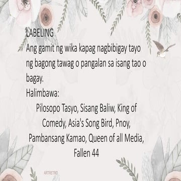 labeling na gamit ng wika filipino 11121 | PPTX