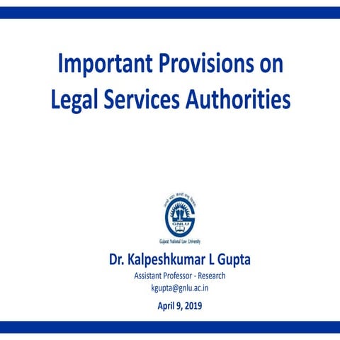 Important Provisions on Legal Services Authorities Act | PPTX