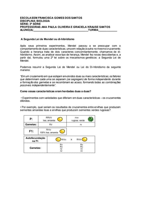 Segunda Lei de Mendel | PPT
