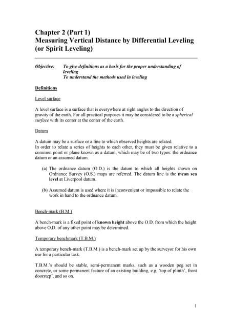 engineering survey 1 report levelling | DOCX