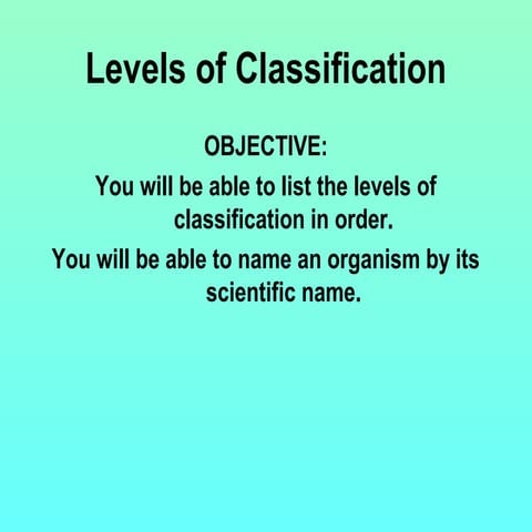 levels of classification 2010 | PPT