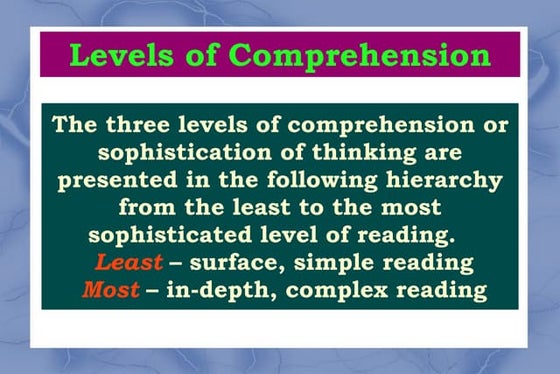 Levels Of Comprehension | PPT