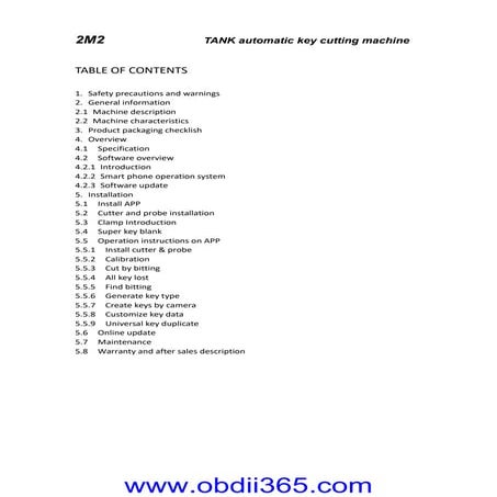 2M2 Tank key cutting machine user manual | PDF