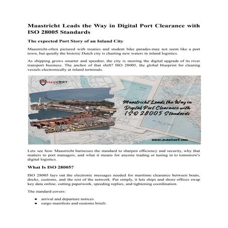 2Maastricht Leads the Way in Digital Port Clearance with ISO 28005 ...