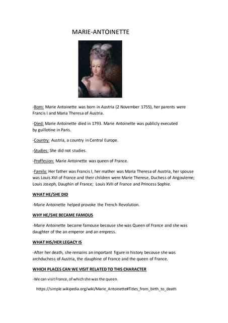 Marie Antoinette SIS | PPT