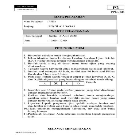 master soal ppkn paket 2 | PDF