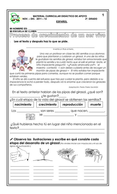 Hojas De Trabajo De Español De Segundo Grado