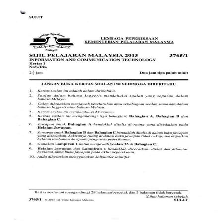 ICT SPM 2013 | PDF