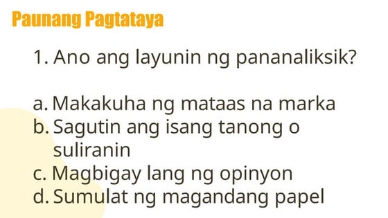 Mga hakbang sa pananaliksik | PPT