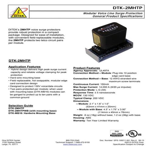 Ditek 2MHTP Data Sheet | PDF