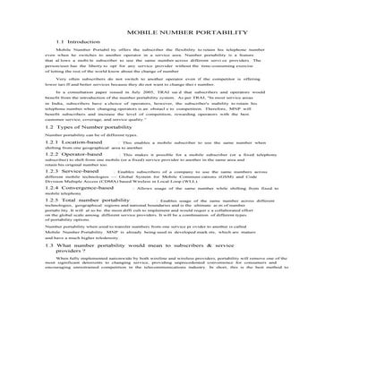 Mobile number portability | PPTX