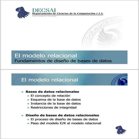 Modelo Relacional de Bases de Datos - DECSAI | PDF