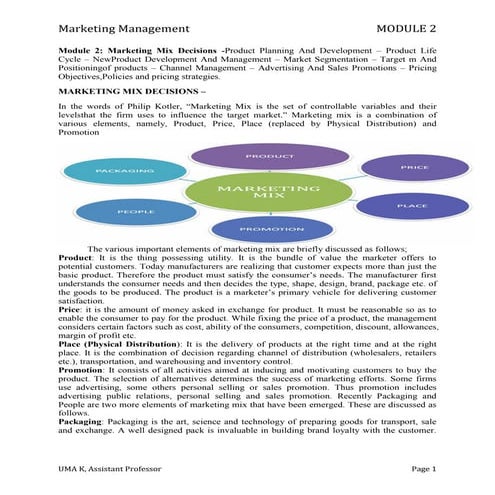 Marketing Management module 2 uma k | PDF
