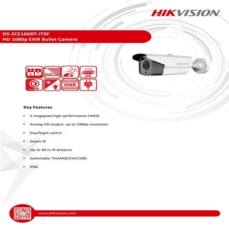 HIKVISION 2 MP Turbo HD Full HD Outdoor CCTV Camera | ds 2 ce16d0t-it3f | PDF