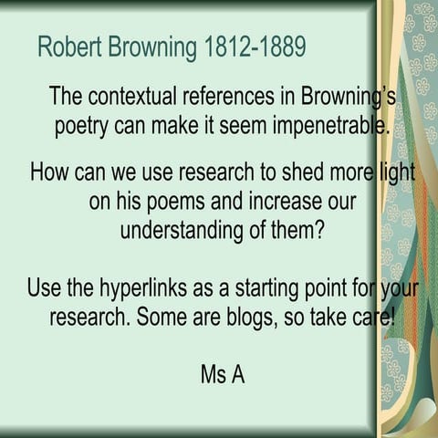 2nd Robert Browning 1812 1889 | PPT | Poetry | Books and Literature