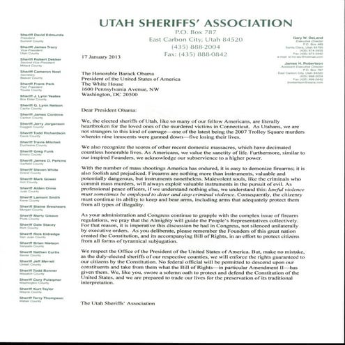 Open Letter to Obama (Utah Sheriff's Association) | PDF | Crime ...