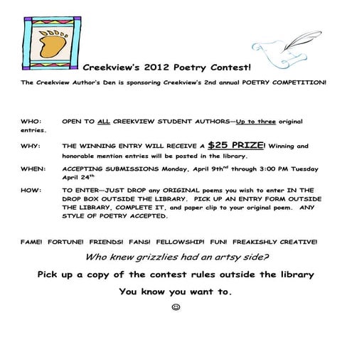 2nd Annual Poetry Contest from the Author's Den Creative Writing Club ...