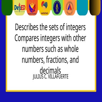 2ND Compares integers with other numbers such as whole numbers ...