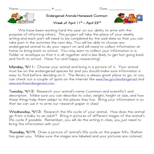 2nd grade endangered species report | PDF