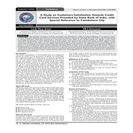 A study on customers satisfaction towards credit card services provided ...