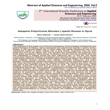 Aleppine Polychrome Wooden (`ajami) Rooms in Syria | PDF | Islam ...