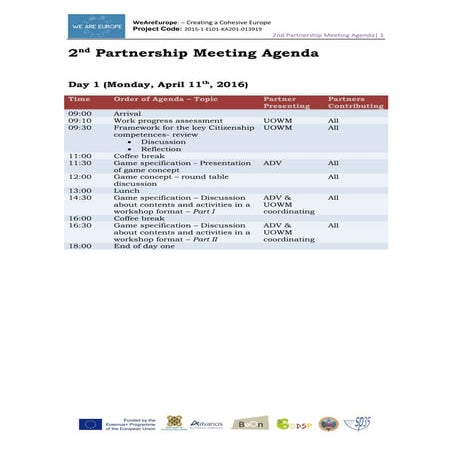 2nd partnership meeting agenda | PDF