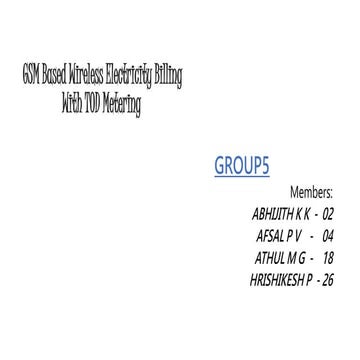 GSM BASED ELECTRICITY BILLING WITH TOD METERING -MINI PROJECT | PPTX