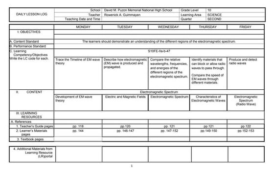 science 8 electricity lesson plan | DOCX | Physics | Science