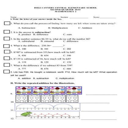 2nd quarter test 2017 2018 | PDF