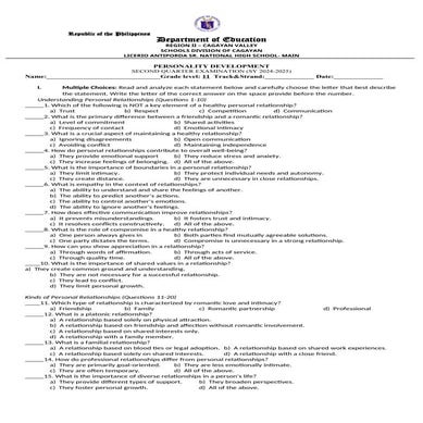 Second quarter test question PERDEV.docx