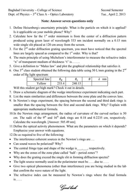 Air wedge interference | DOCX