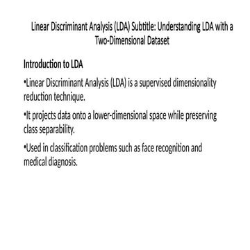 Linear Discriminant Analysis (LDA) Subtitle | PPTX