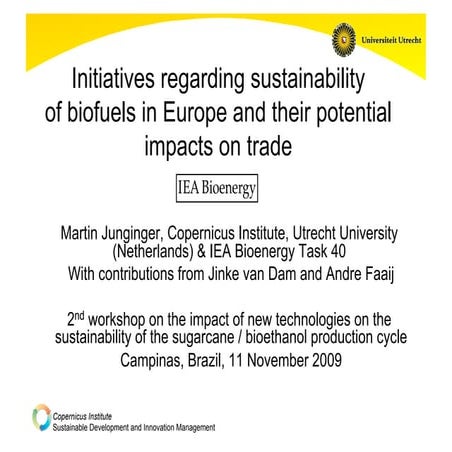 Initiatives Regarding Sustainability of Biofuels in Europe and their ...